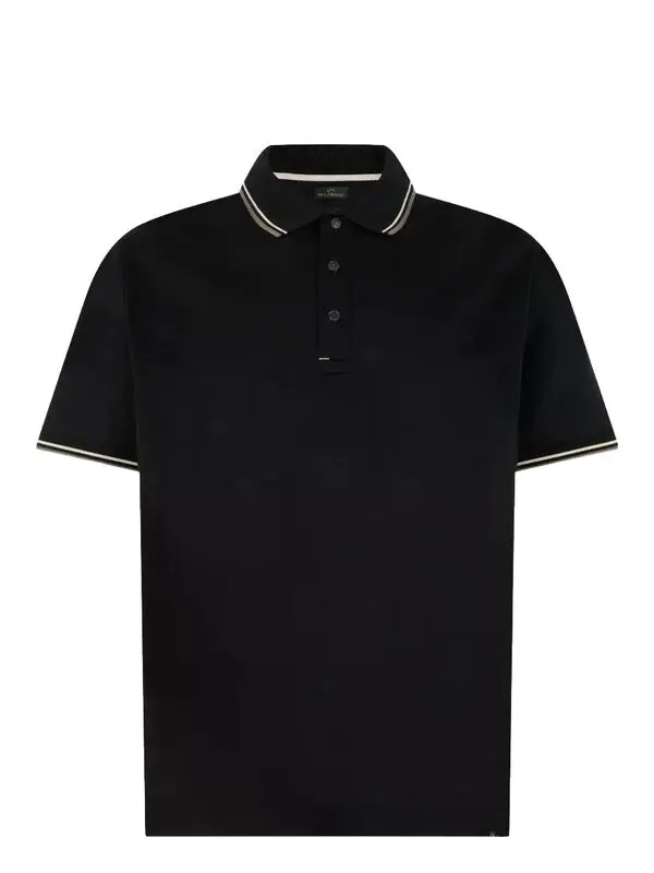 Paul & Shark Striped-trim Cotton Polo Shirt - Black