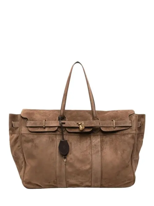 Brunello Cucinelli Travel Bag Leather "vintage Travel Bag - Brown
