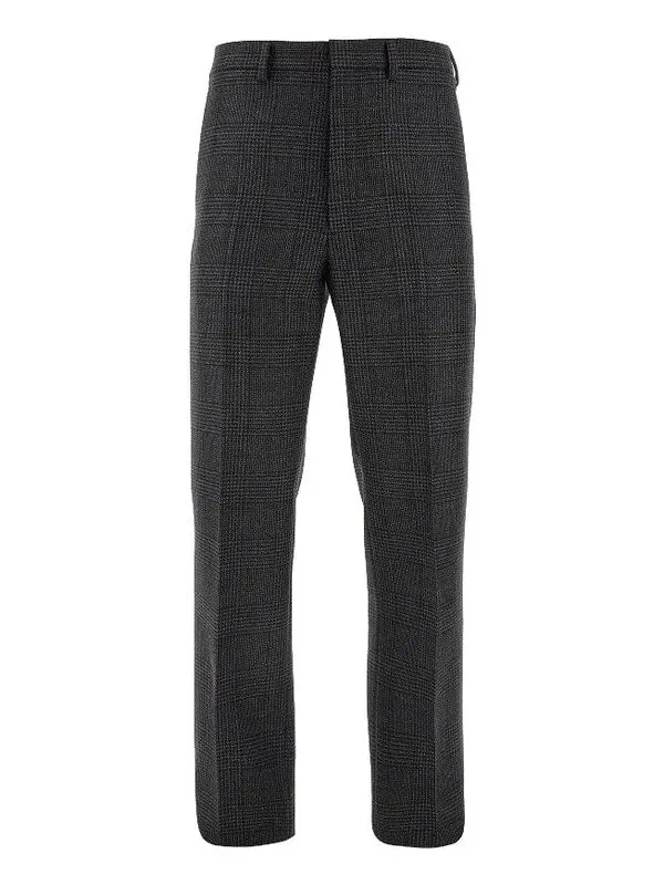 Prada Prince Of Wales Wool Pants - Grey