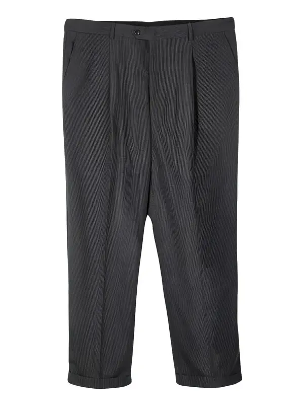 ARMANI Wool Pinstripe Pleated Trousers - Grey