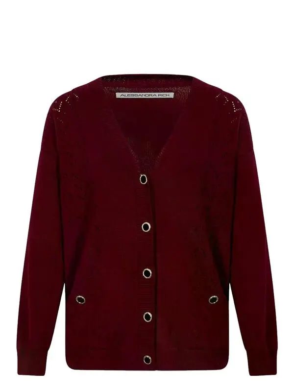 Alessandra Rich Pointelle-knit Button-down Cardigan - Red