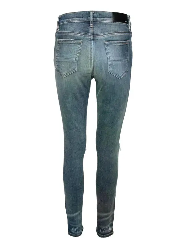 Amiri Distressed Ankle-zip Jeans - Blue