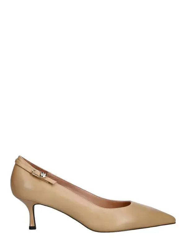 Moschino Heart Buckle Pointed Toe Kitten Heel Pumps - Neutrals