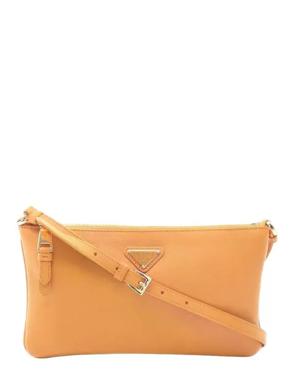 Prada 2010s Grain Leather Shoulder Bag - Orange