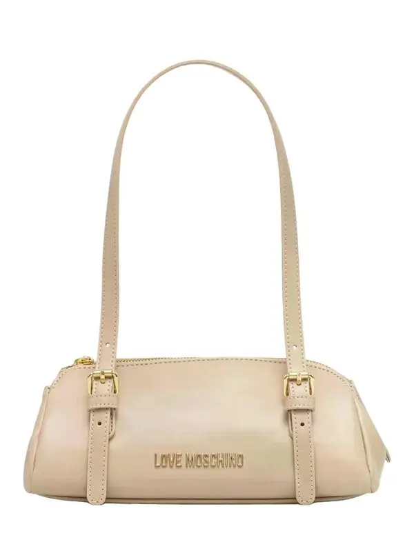 Moschino Buckle-detail Logo-plaque Shoulder Bag - Neutrals