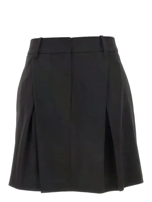 KAOS Dart-detail Mini Plated Skirt - Black