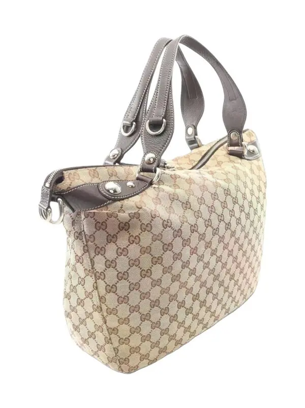 Gucci 2010s Icon Bit Satchel Gg Canvas Tote Bag - Neutrals