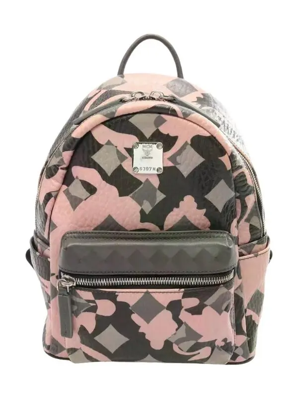 Mcm 2000s Camouflage Leather Backpack - Pink