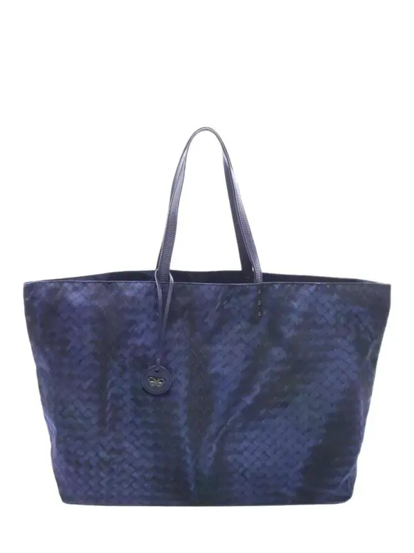 Bottega Veneta 2010s Illusion Intreccio Tote Bag - Blue