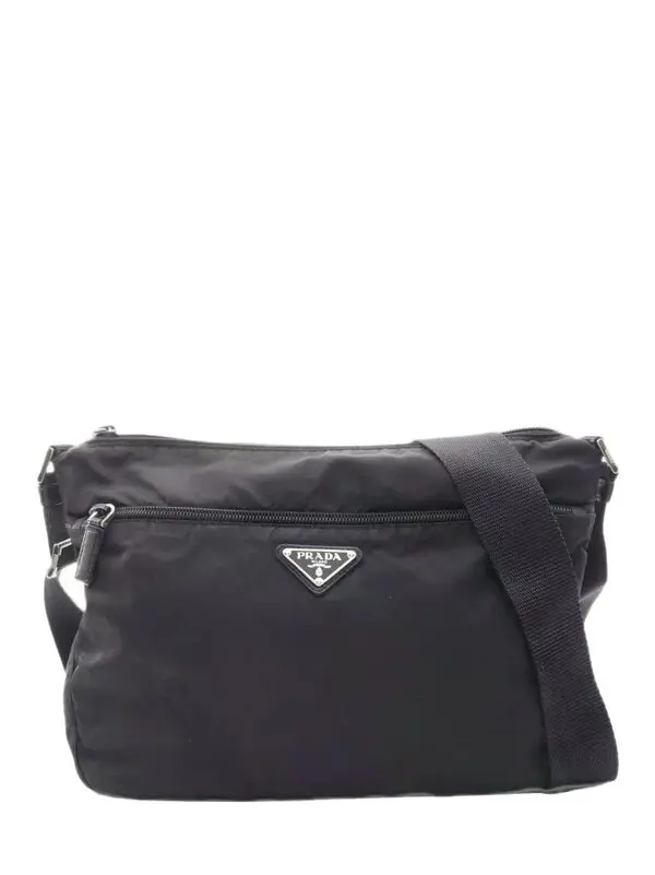 Prada 2000s Triangle Logo Crossbody Bag - Black