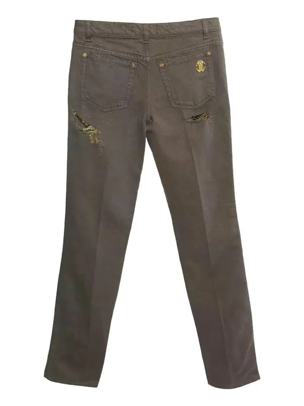 Roberto Cavalli Distressed Straight Leg Jeans - Grey