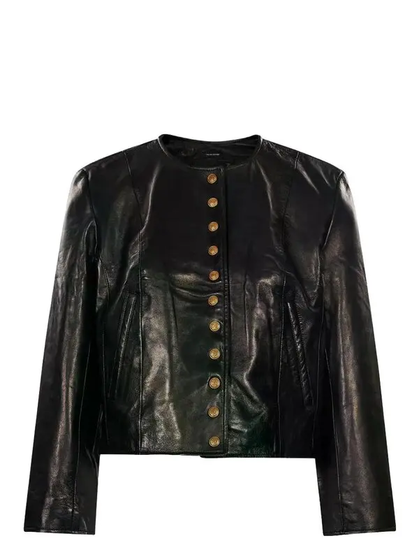 R13 Leather Button-up Jacket - Black