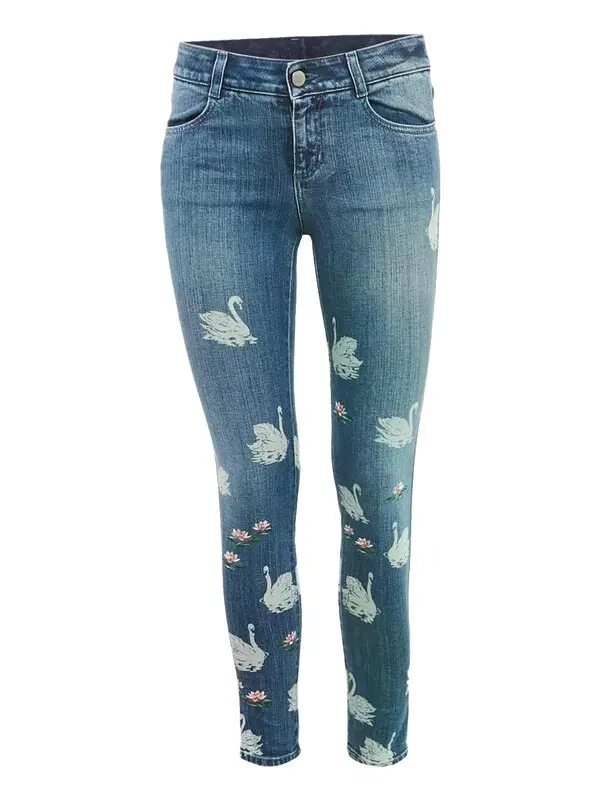 Stella McCartney Embroidered Swan Print Skinny Jeans - Blue