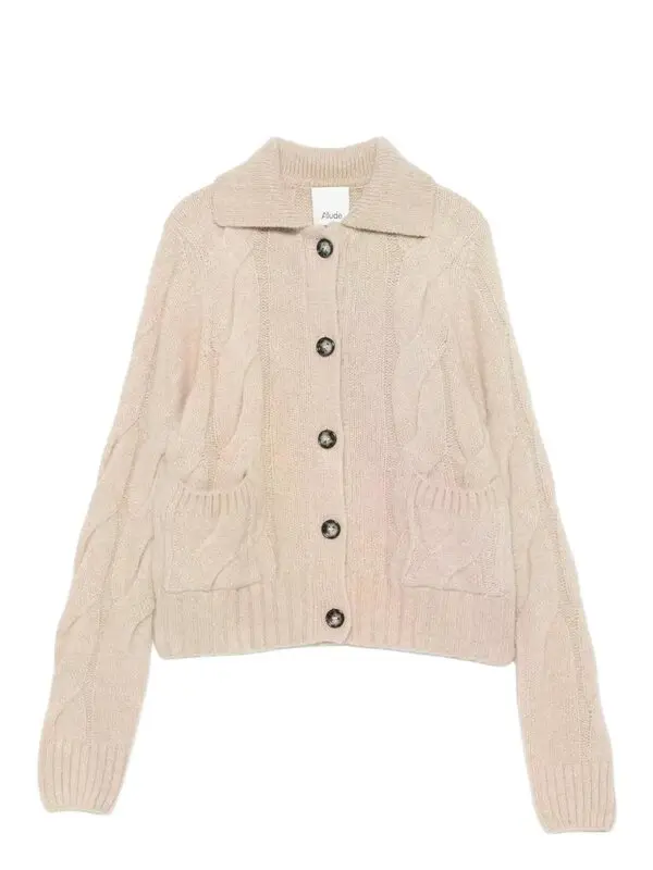 ALLUDE Cable-knit Button-up Cardigan - Neutrals