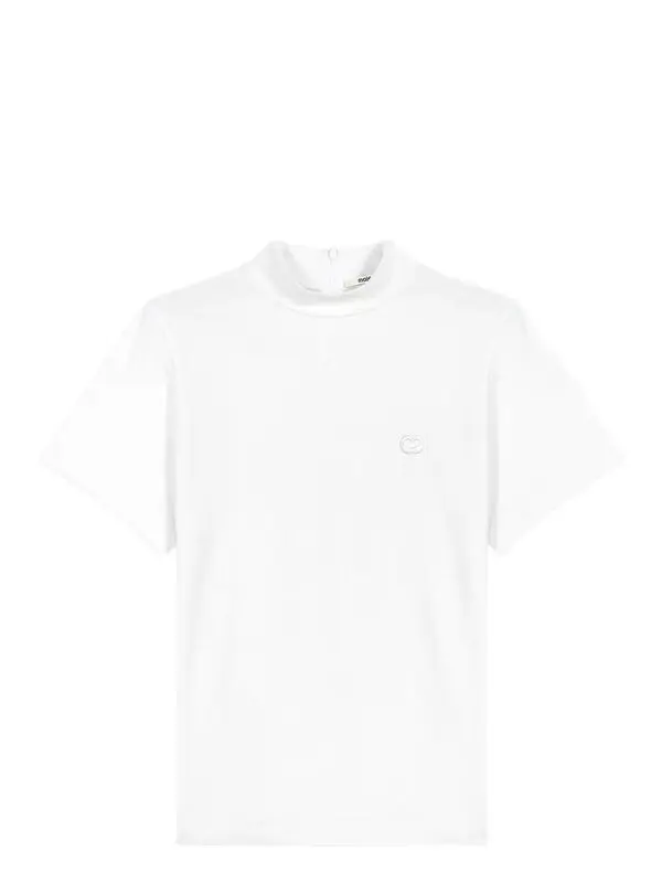Maje Embroidered Mock Neck Top - White