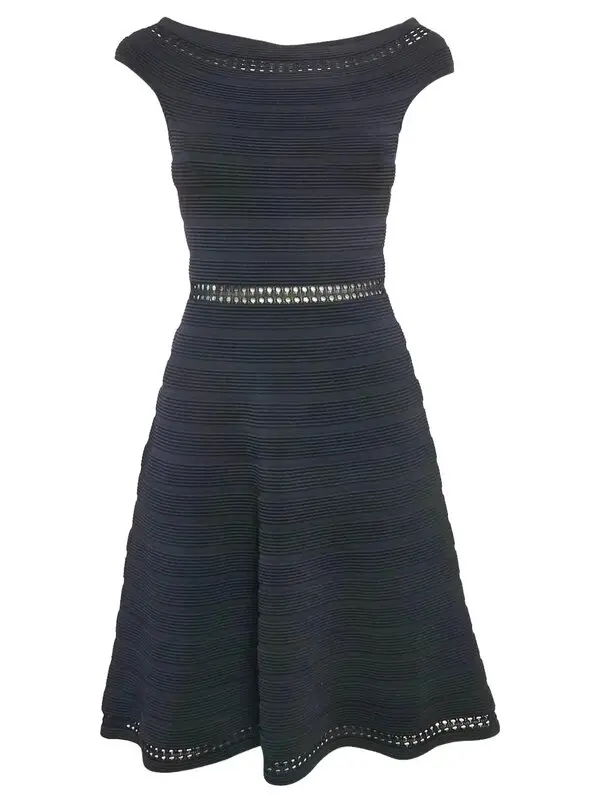 Sandro Openwork-trim Ribbed Midi Dress - Blue