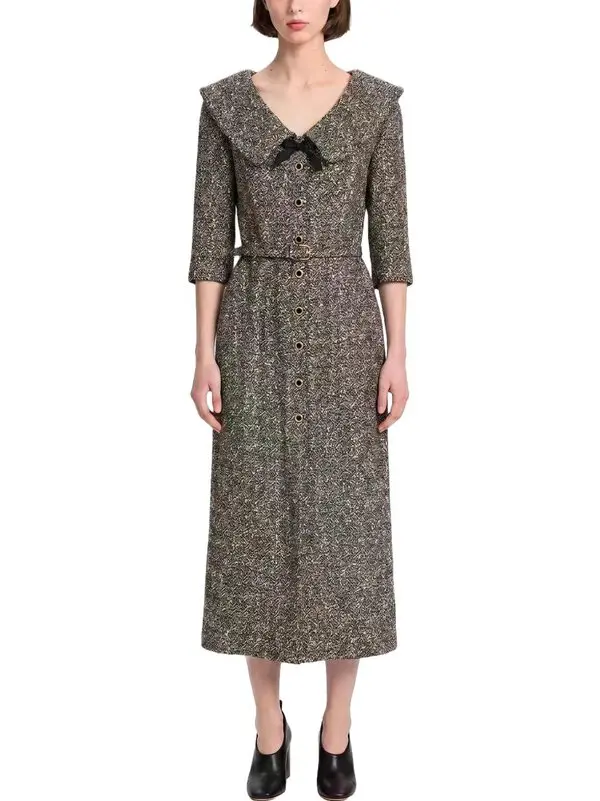 Alessandra Rich Off-shoulder Sequin-tweed Midi Dress - Grey