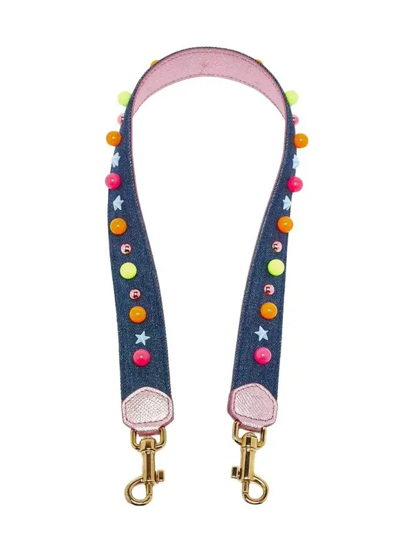Dolce & Gabbana Bead-embellished Denim Shoulder Strap - Blue