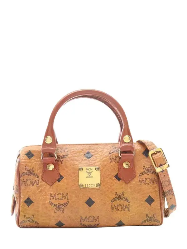 Mcm Visetos Monogram 2-way Mini Boston Bag - Brown