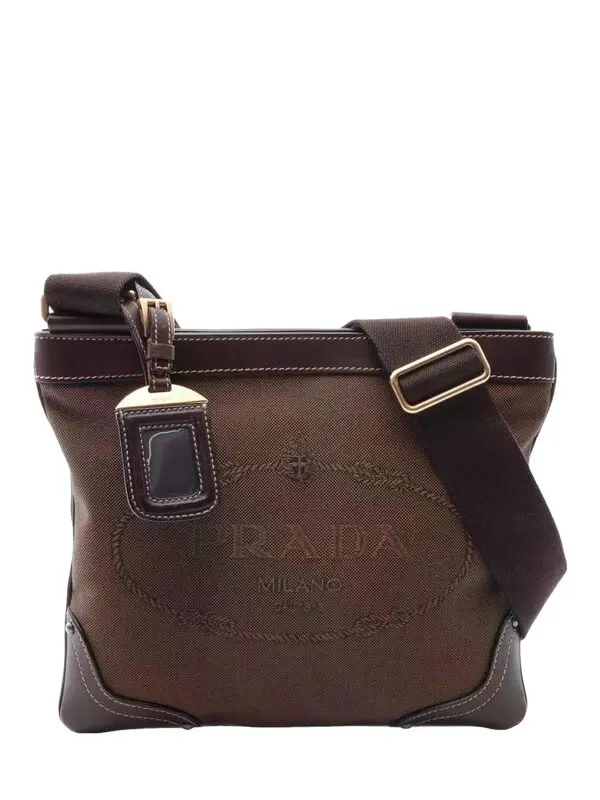Prada Logo Jacquard Shoulder Bag - Brown