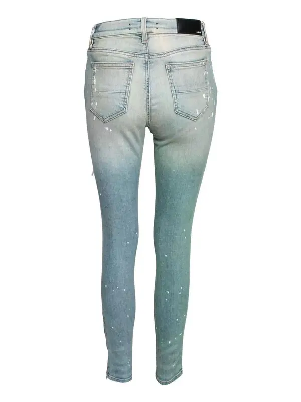 Amiri Distressed Crystal-embellished Jeans - Blue