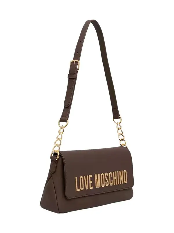 Moschino Logo-plaque Chain-link Shoulder Bag - Brown