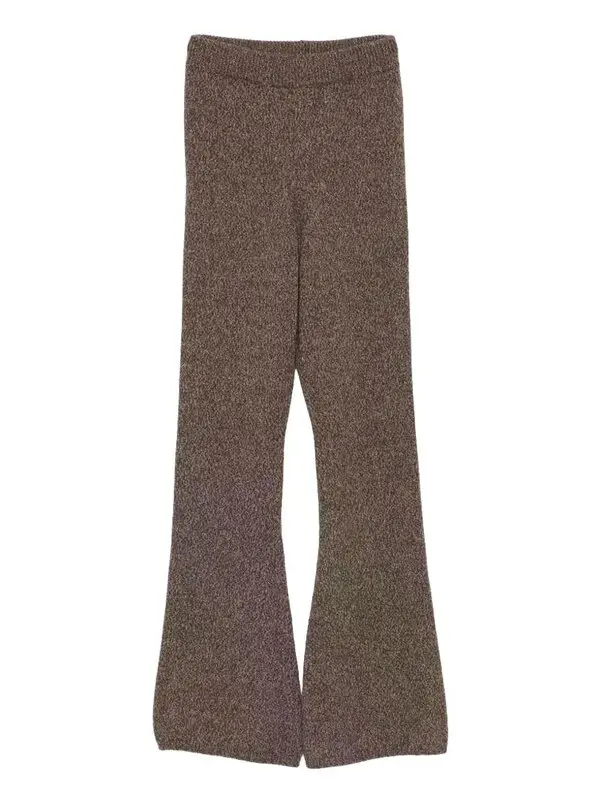 ELY ELY Fine-knit Flared Trousers - Brown