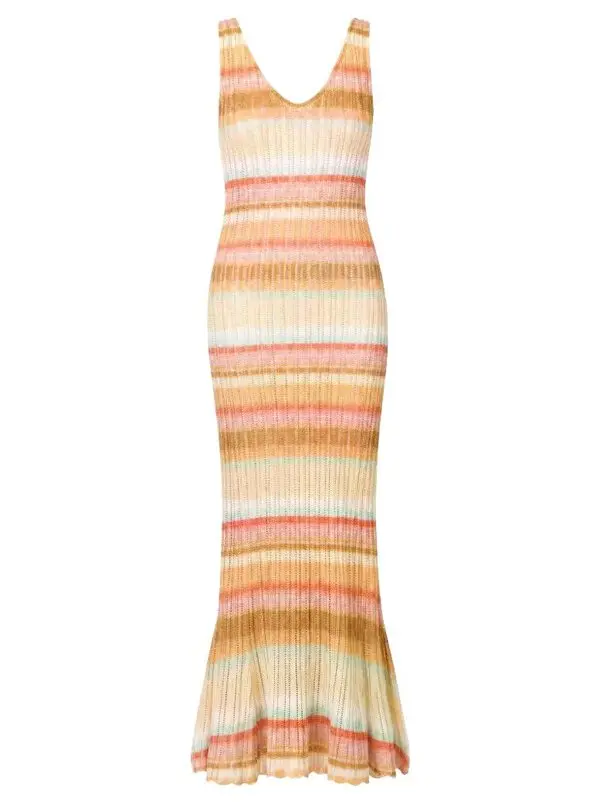 Cinq À Sept Edie Stripe Pattern Maxi Dress - Neutrals