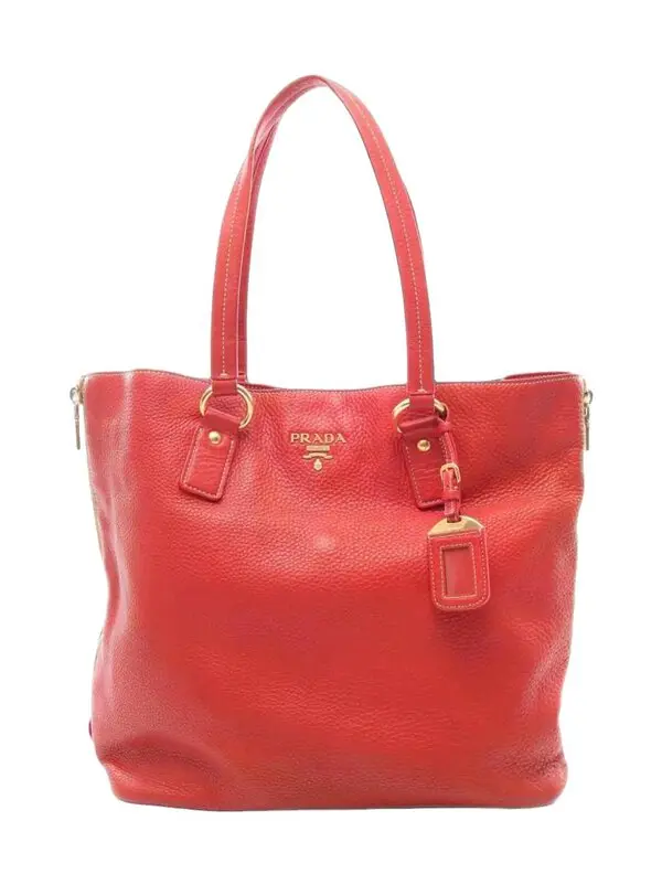 Prada 2010s Vitello Daino Tote Bag - Red