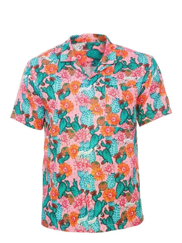 BOARDIES Cactus-print Camp-collar Shirt - Pink