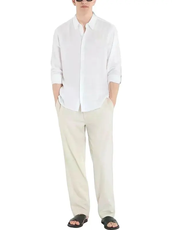 Calvin Klein Straight-leg Linen Trousers - Neutrals