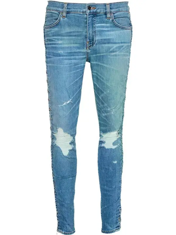 Amiri Distressed Chain Denim Trousers - Blue