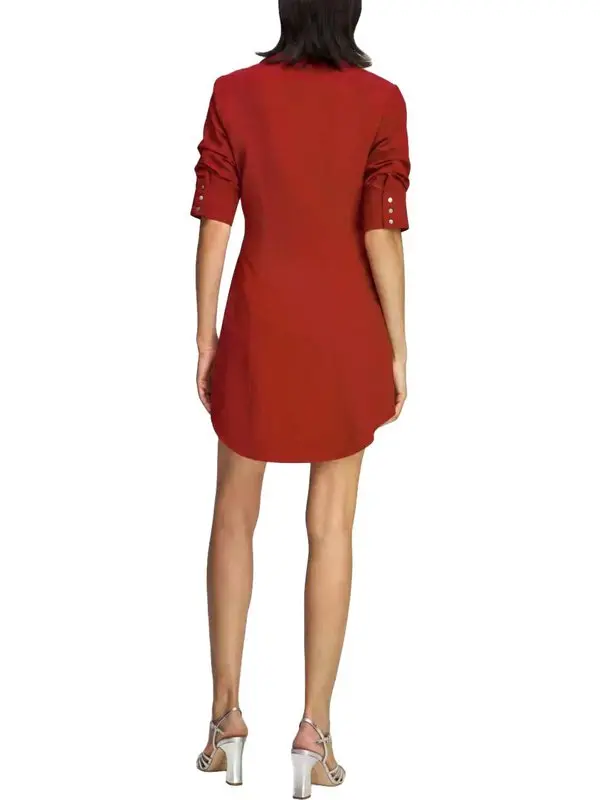 Cinq À Sept Elina Ruched Button-up Mini Dress - Red