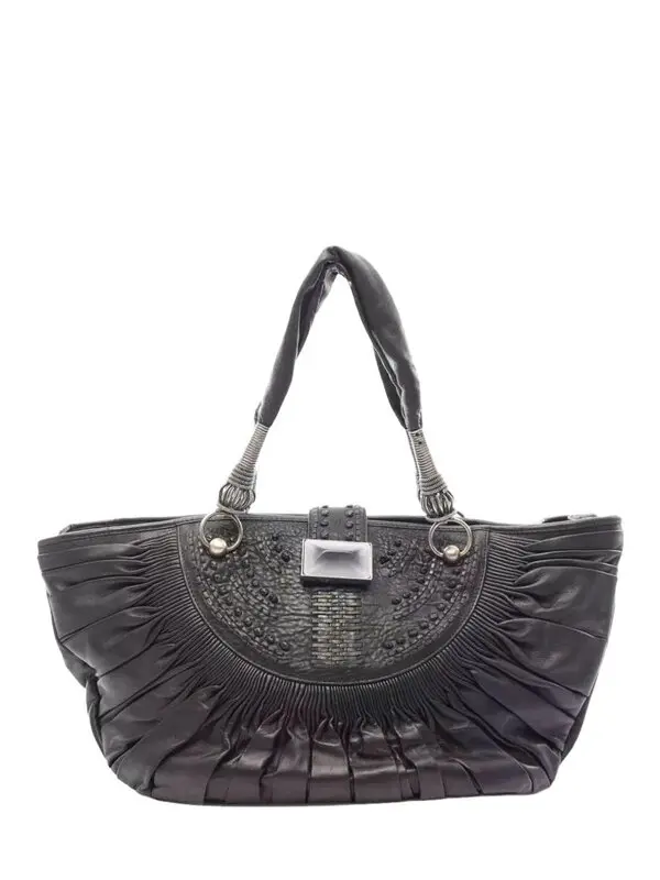 Dior Leather Plissé Gather Shoulder Bag - Black