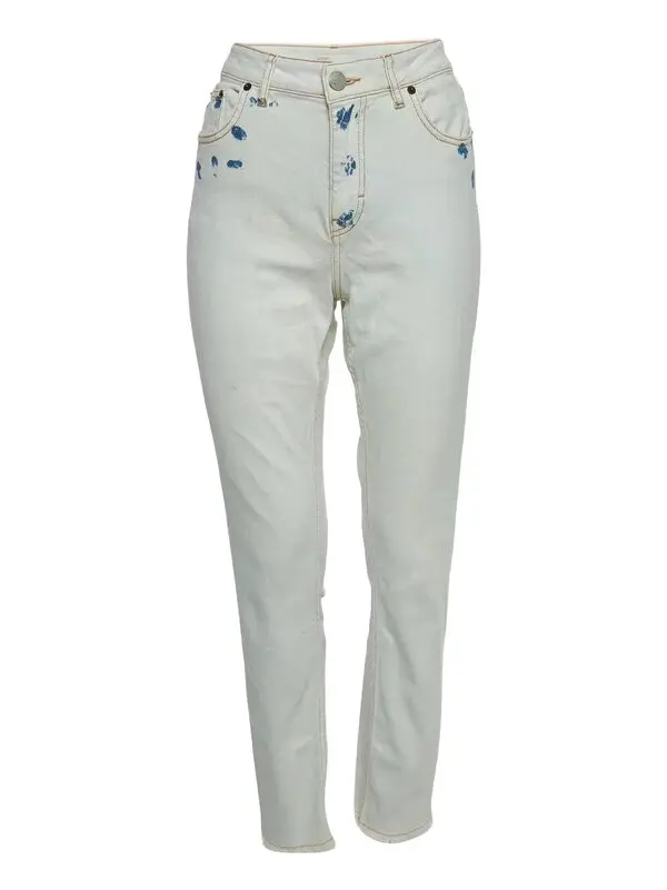 Maje Bleach Washed Jeans With Contrast Stitching - White