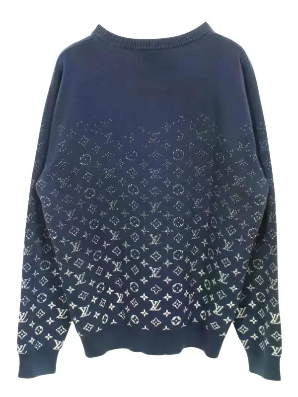 LOUIS VUITTON Monogram Gradient Effect Crew Neck Sweater - Blue