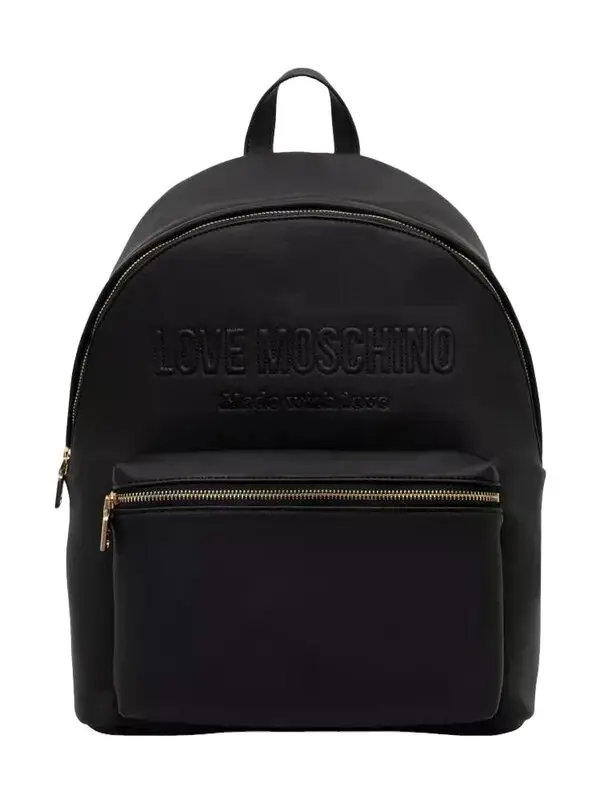 Moschino Logo-embossed Front-zip Backpack - Black
