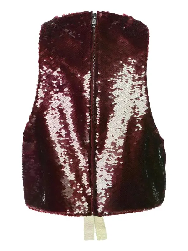 GANNI Sequin Embellished Sleeveless Top - Red