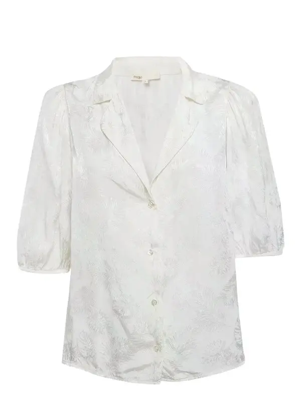 Maje Leaf Jacquard Puff Sleeve Shirt - White