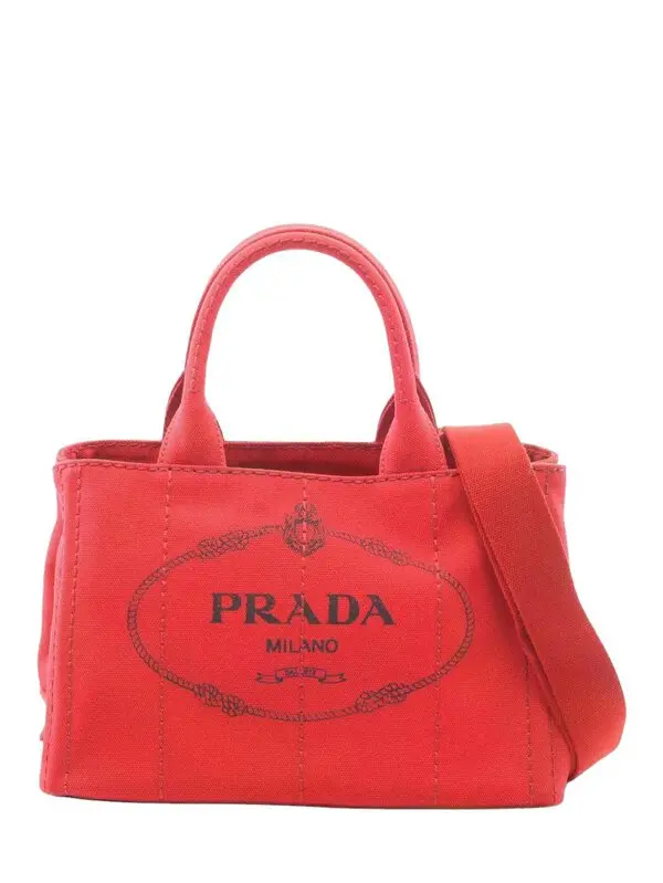 Prada Canapa Two-way Handbag - Red