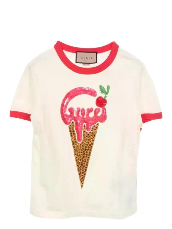 Gucci 2010s Ice Cream Sequin T-shirt - White
