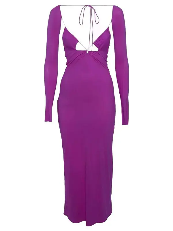 AMAZUIN Jersey Tie-up Detail Midi Dress - Pink