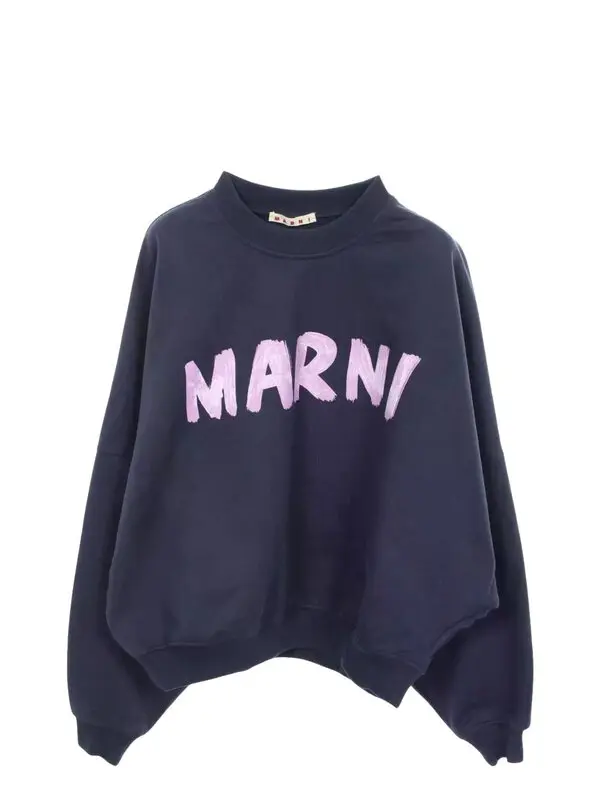Marni Logo Print Hoodie - Blue