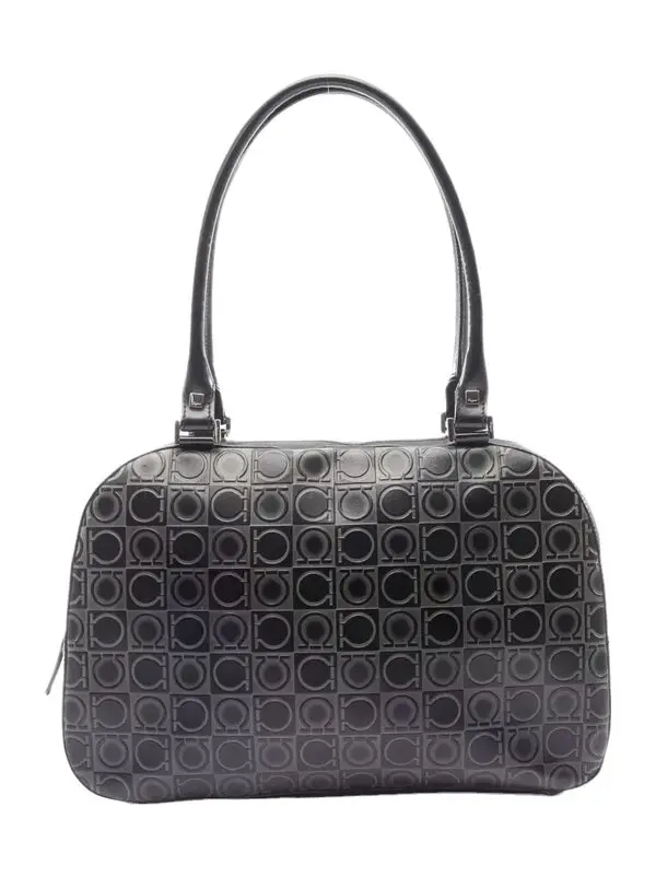 FERRAGAMO 2000s Gancini Embossed Tote Bag - Black
