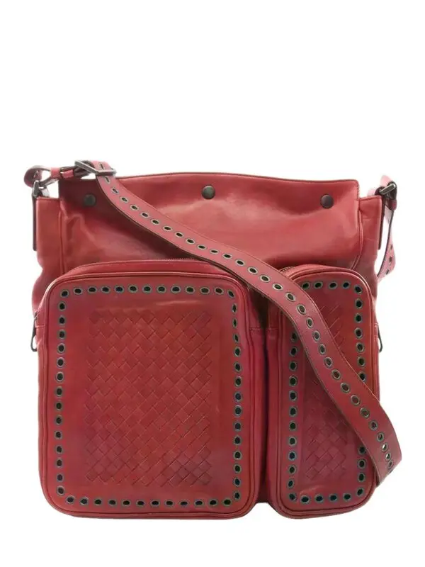 Bottega Veneta 2000s Intrecciato Eyelet Shoulder Bag - Red