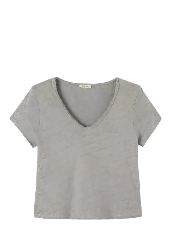 American Vintage V-neck Cotton T-shirt - Grey