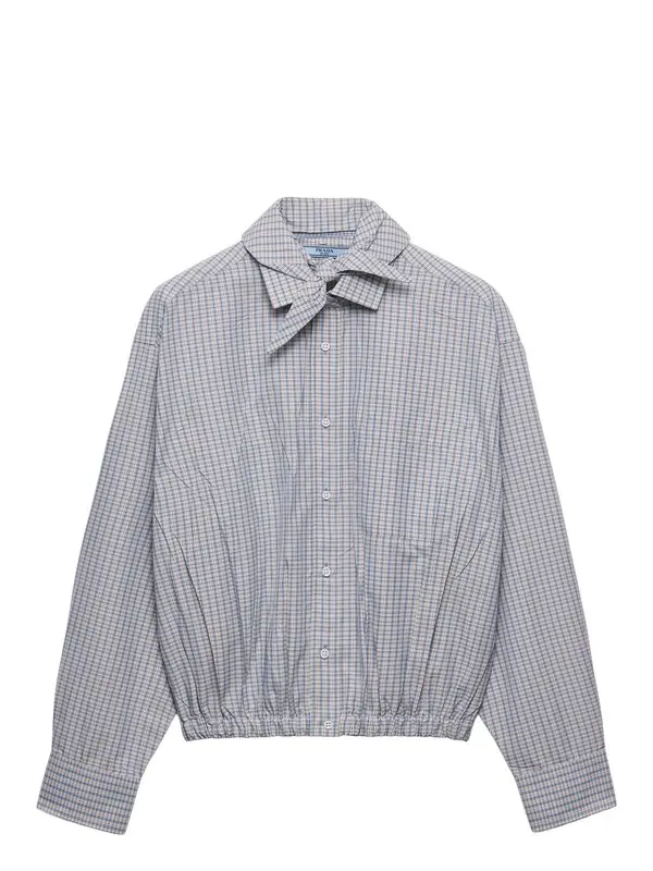 Prada Madras Fabric Shirt With Removable Scarf - Neutral
