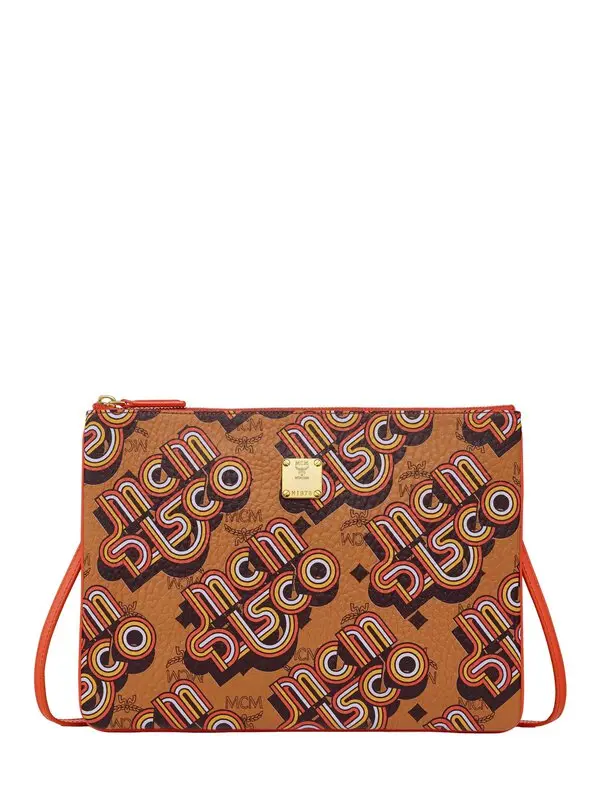 Mcm Aren Crossbody Pouch In Disco Visetos - Cognac