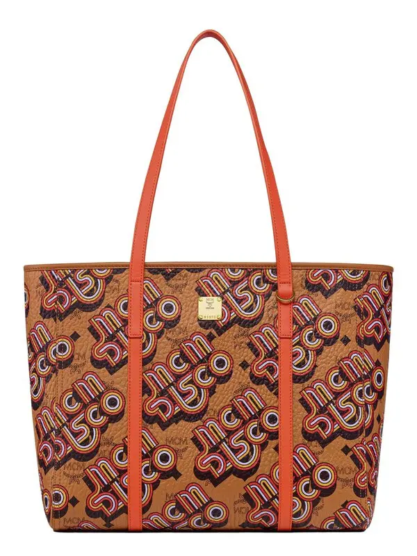 Mcm Toni Top-zip Shopper In Disco Visetos Monogram - Cognac