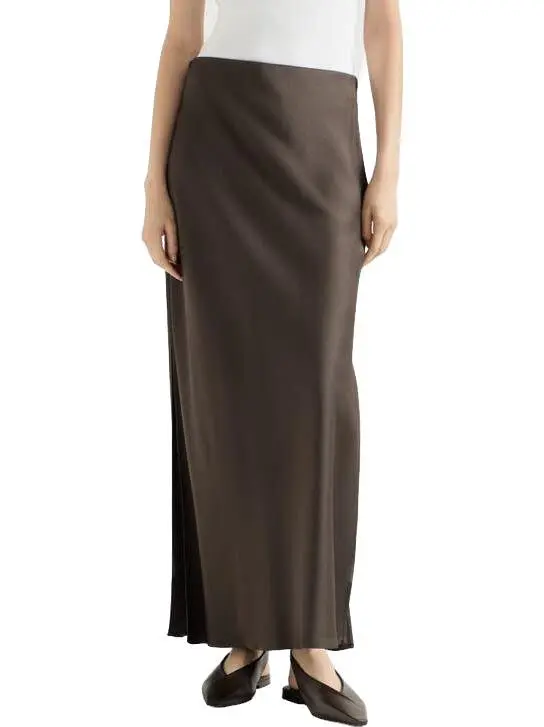 Brunello Cucinelli Satin Cady Fluid Bias-cut Maxi Skirt - Cocoa